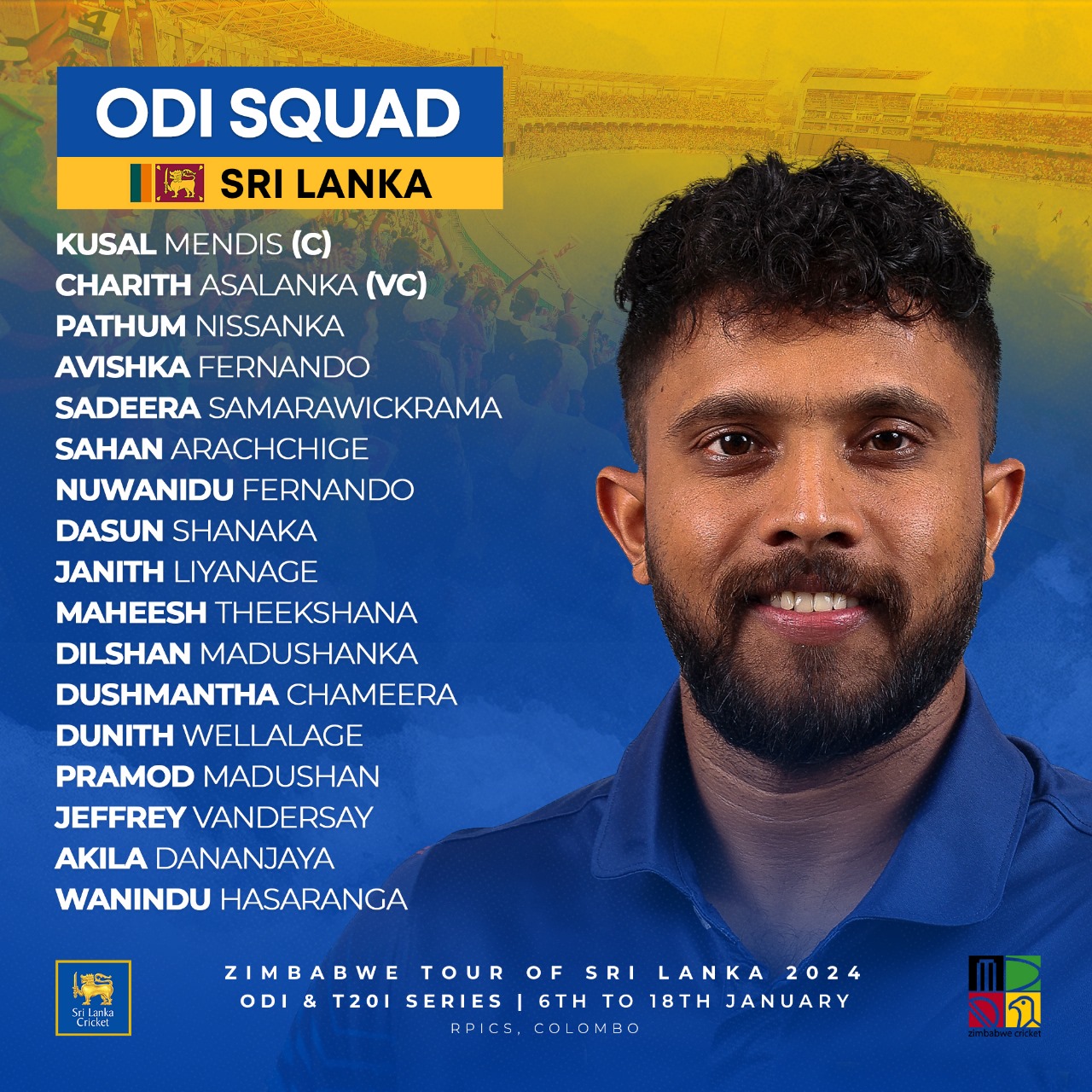 Sri Lanka ODI squad for Zimbabwe series - Sri Lanka Cricket