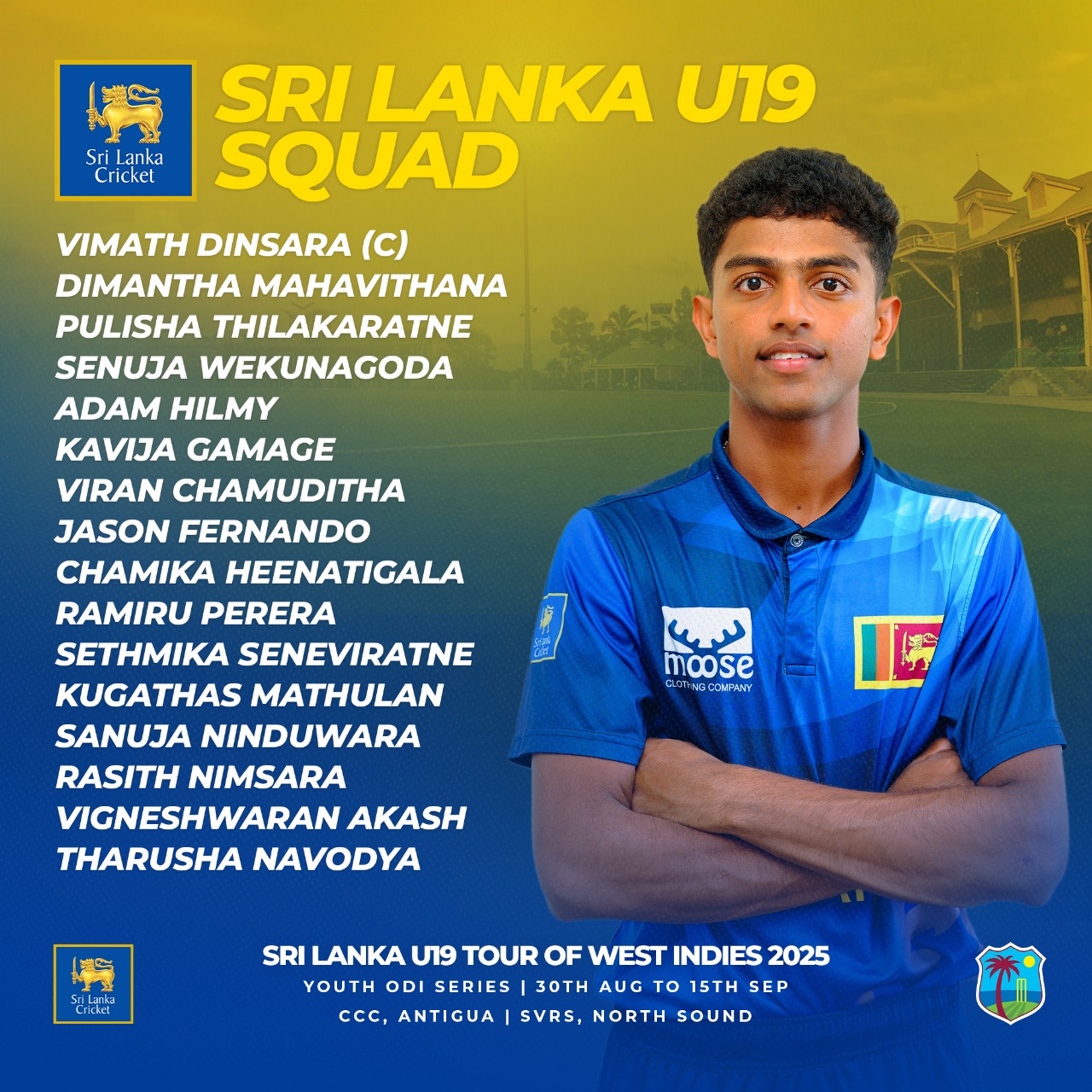 Sri Lanka U19 Squad for West Indies Tour - Sri Lanka Cricket