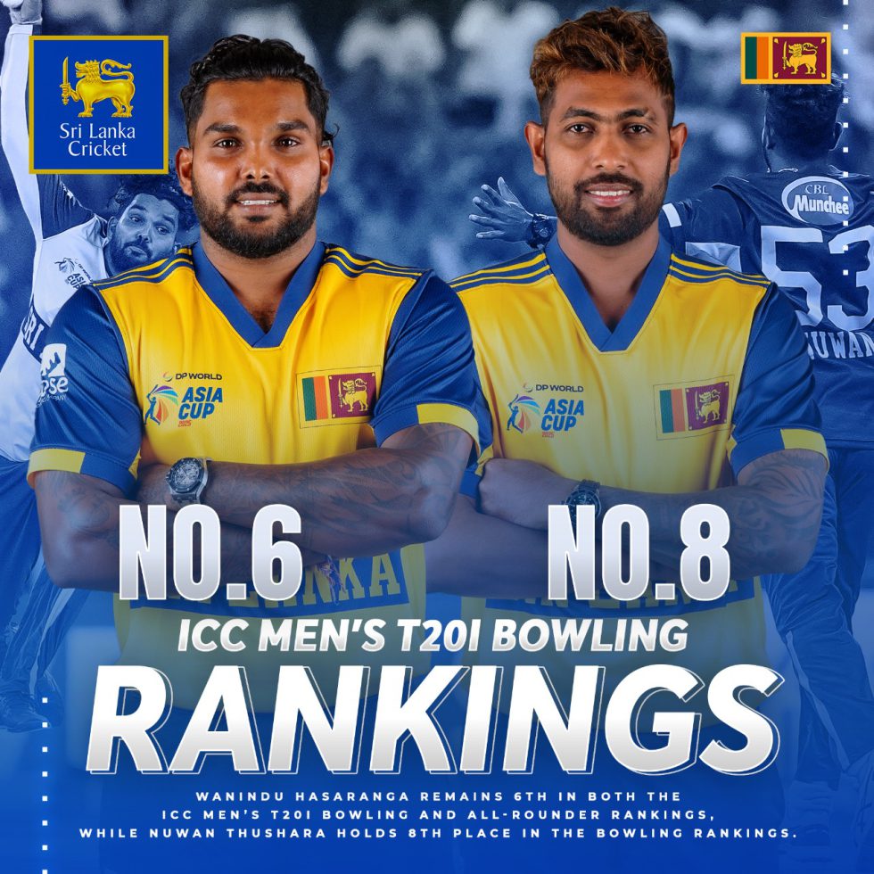 Wanindu Hasaranga remains at 6th place in both the Bowling and All ...
